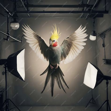 Premium Photo Cockatiel Flying In Studio