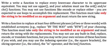 Solved Write A Write A Function To Replace Every Lowercase