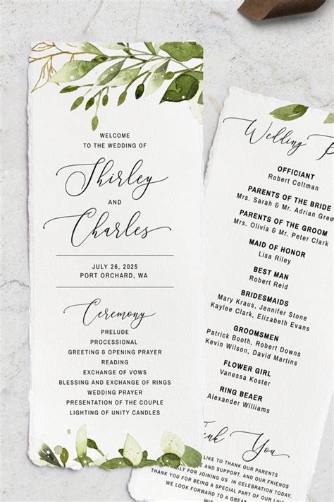 Bohemian Wedding Program Printable Wedding Program Template Etsy