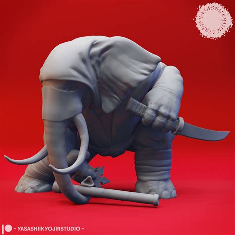 Stl File Loxodon Ninja Tabletop Miniature Pre Supported 🥷 ・3d Print