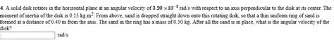 Solved A Solid Disk Rotates In The Horizontal Plane At An Chegg