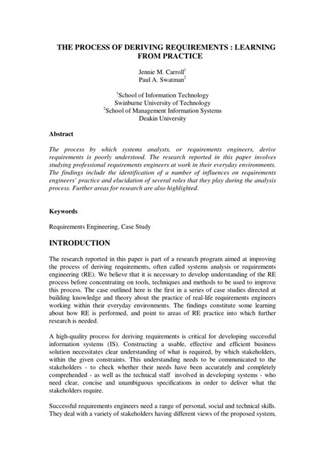 Pdf The Process Of Deriving Requirements Learning From Practice