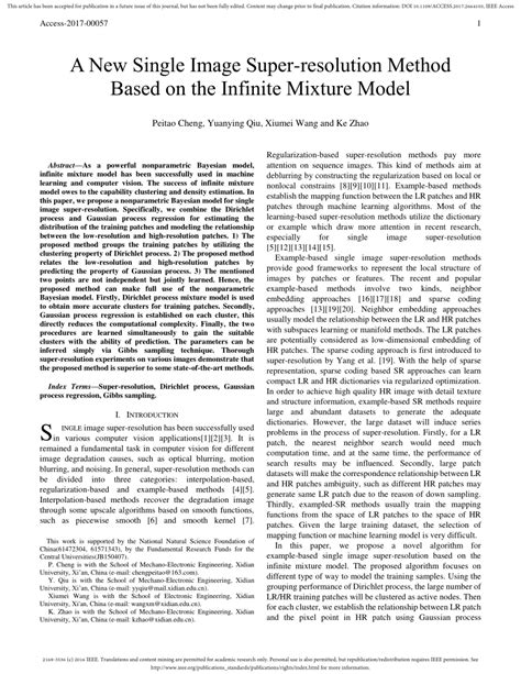Pdf A New Single Image Super Resolution Method Based On The Infinite Mixture Model