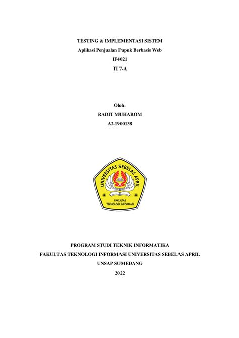 Pdf Uas Testing Dan Implementasi Sistem