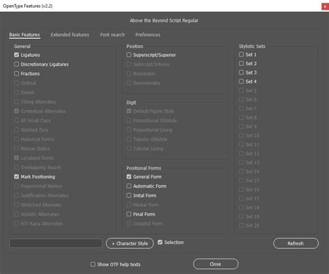 Script OpenType Features Project Octopus