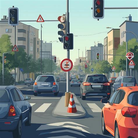 Premium Photo Dynamic Traffic Scenes With Diverse Road Signs Illustrated