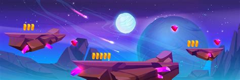 Arcade Game Level Platforms In Outer Space Vector Image