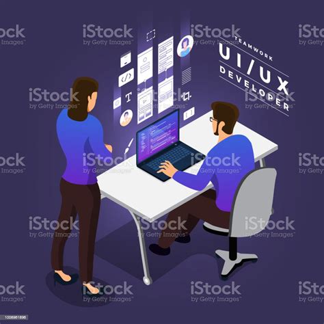Teamwork Ui Ux Developer Stock Illustration Download Image Now Applying Brochure Business