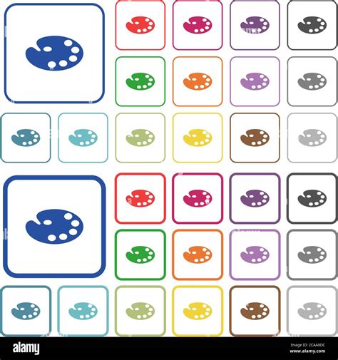 Color Palette Color Flat Icons In Rounded Square Frames Thin And Thick