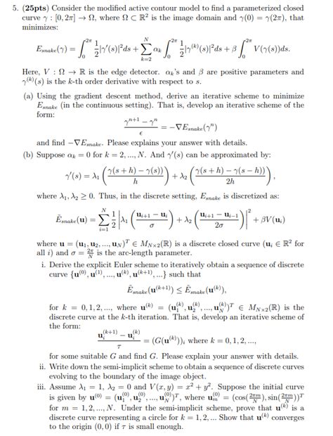 Pts Consider The Modified Active Contour Model Chegg