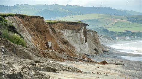 Coastal Erosion Photograph Coastal Areas Where Rising Sea Levels And Erosion Have Caused Cliffs