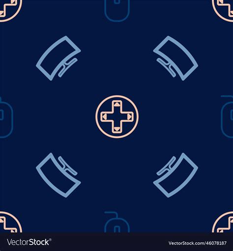 Set Line Computer Mouse Monitor And Game Vector Image