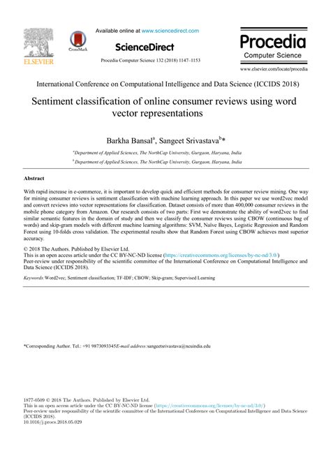 Pdf Sentiment Classification Of Online Consumer Reviews Using Word