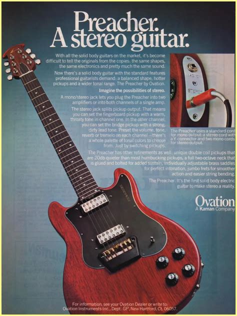 Ovation Preacher Deluxe Guitar Brochure Ovation Tribute