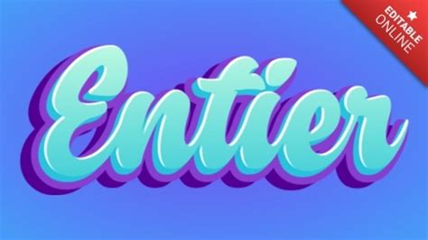 Entier 3d Turquoise Bleu Générateur Deffet De Texte