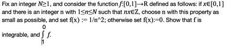 Solved Fix An Integer N1 And Consider The Function