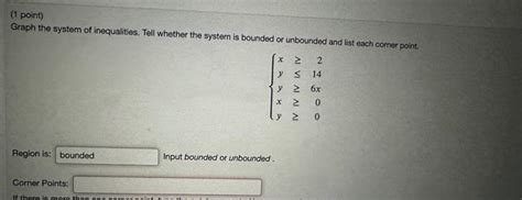 Solved 1 Point Graph The System Of Inequalities Tell