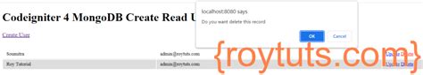 CodeIgniter MongoDB CRUD Example Roy Tutorials