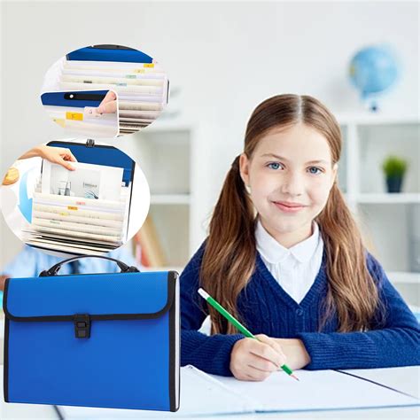 Miogawg 13 Pockets Accordion File Organizer With Handle Portable Expanding File Folder For A4