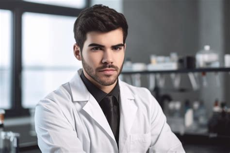Premium Ai Image Portrait Of A Handsome Young Scientist Working In His Lab Created With