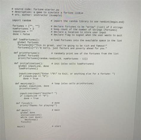 Source Code Fortune Starter Py Description A Chegg Com