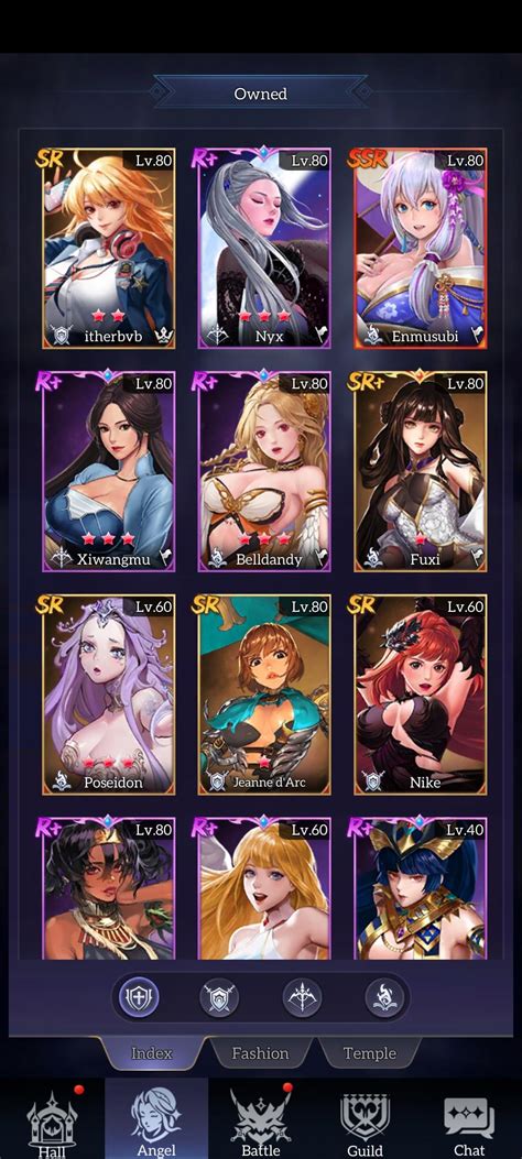 New Player Doesnt Understand How To Build A Roaster These Are The Angels I Grinded So Farand