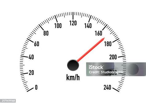 빨간 속도 수준 눈금이 있는 현실적인 자동차 속도계 레이싱 속도 카운터 엔진 출력 개념 템플릿입니다 빨간색 화살표와 킬로미터