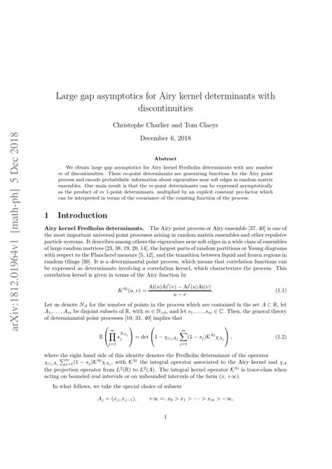 Pdf Large Gap Asymptotics For Airy Kernel Determinants With
