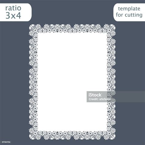 레이저 컷된 결혼식 초대 카드 템플릿 비쳐 테두리 레이스 패턴 종이 카드를 잘라 커팅 플로터에 대 한 인사말 카드 서식 파일입니다 벡터입니다 공휴일에 대한 스톡 벡터 아트