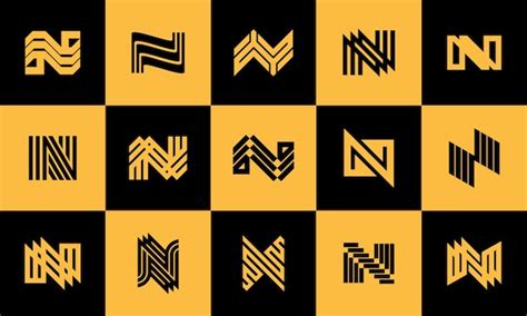 현대 기술 문자 N 로고 디자인 세트 프리미엄 벡터