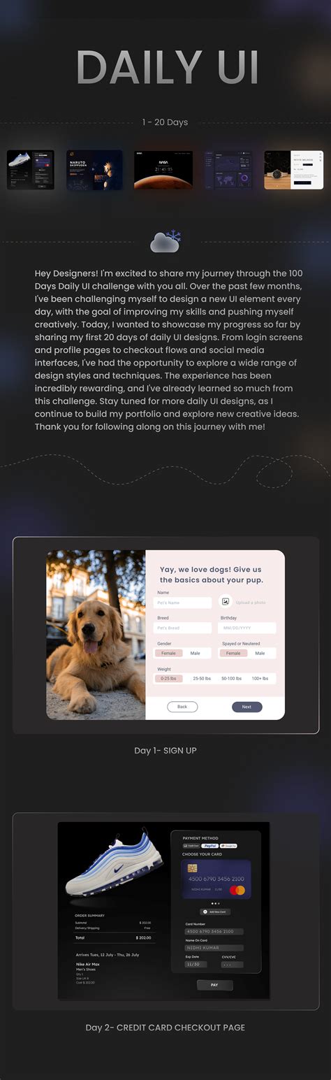 100 days daily ui challenge daily ui day 001 020 on behance