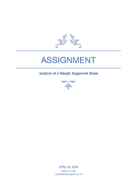 Fea Finite Element Analysis Coursework ASSIGNMENT Analysis Of A Simply Supported Beam APRIL