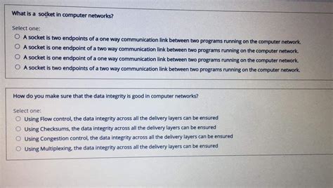 Solved What Is A Socket In Computer Networks Select One O