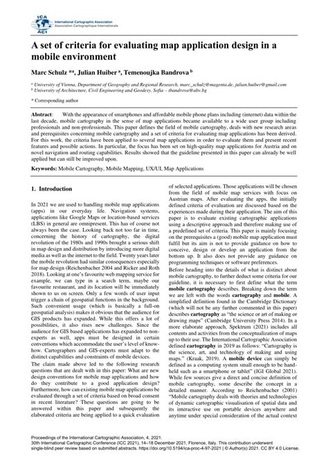 PDF A Set Of Criteria For Evaluating Map Application Design In A Mobile Environment