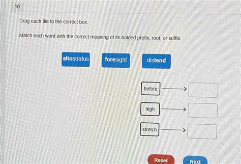 Solved 10 Drag Each Tile To The Correct Box Match Each Word With The