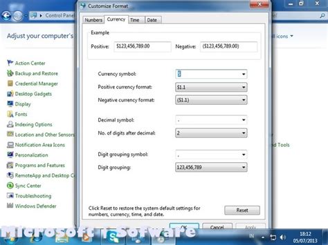 How To Change Currency Format In Windows Microsoft Sofware