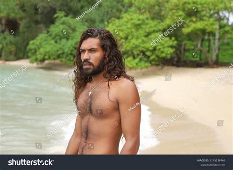 Portrait Shirtless Male Looking Forward Against Stock Photo Shutterstock