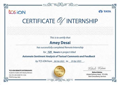 Amey Desai On Linkedin Opportunity Experience Internship Deeplearning Prepinsta Tcsion