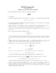 Algebra And Number Theory Round Solving Equations And Course Hero