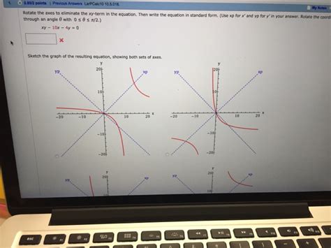 solved rotate the axes to eliminate the xy term in the