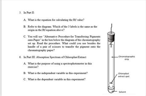 5 In Part Ii A What Is The Equation For Calculating The Rf Value B