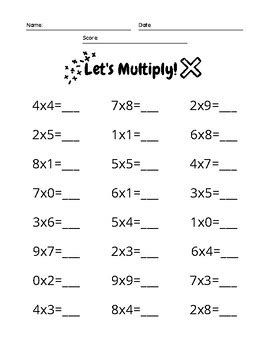 Let S Multiply Single Digit Numbers Worksheet By Simple Smart Solutions