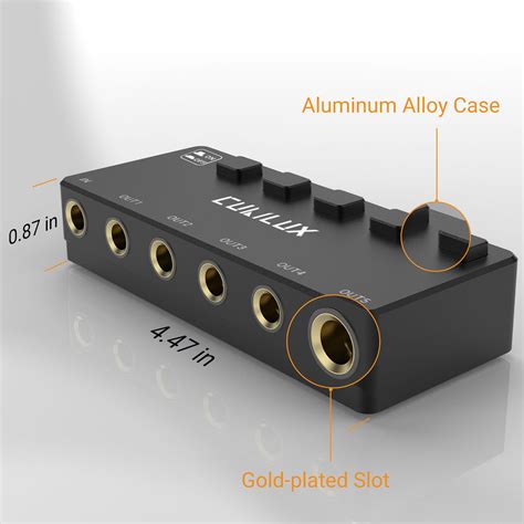 635mm 5 Ways Audio Splitter With Switch Black Cubilux