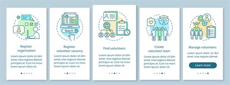 Volunteers Finding Onboarding Mobile App Page Screen Vector Template