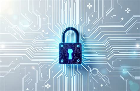 Futuristic Padlock Displays Advanced Cyber Security Digital Lock On