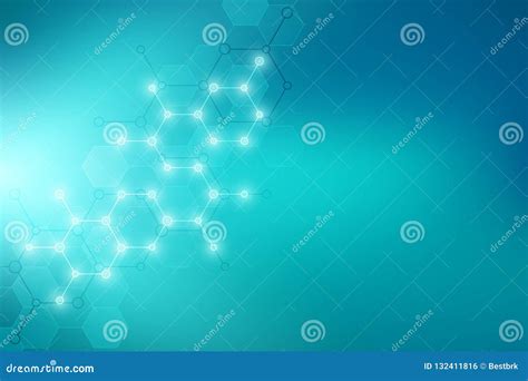Molecular Structures And Hexagons Elements Abstract Geometric Background With Molecules And