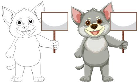 دانلود وکتور رنگ آمیزی تصویر گرگ کارتونی دانلود رایگان فایل لایه باز