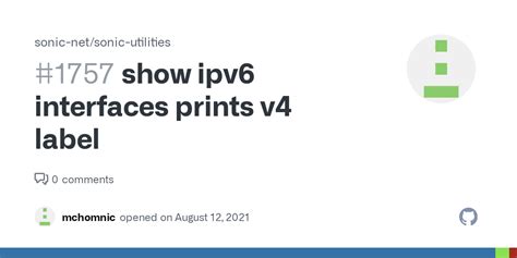 Show Ipv6 Interfaces Prints V4 Label · Issue 1757 · Sonic Netsonic