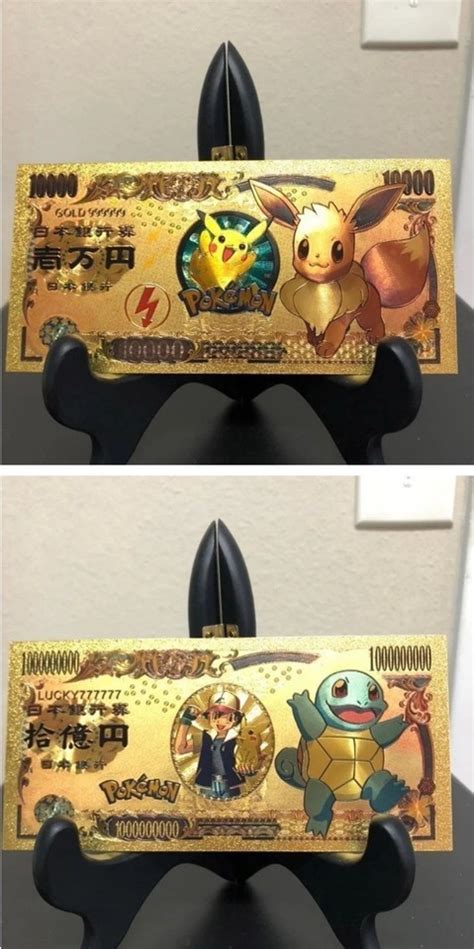24k Gold Foil Plated Pokemon Banknote Set Anime Collectible 30pc Ebay