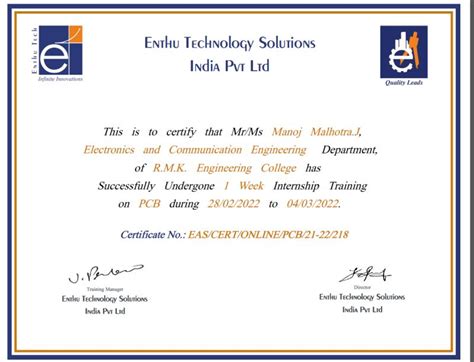 Manoj Malhotra J On Linkedin Internship